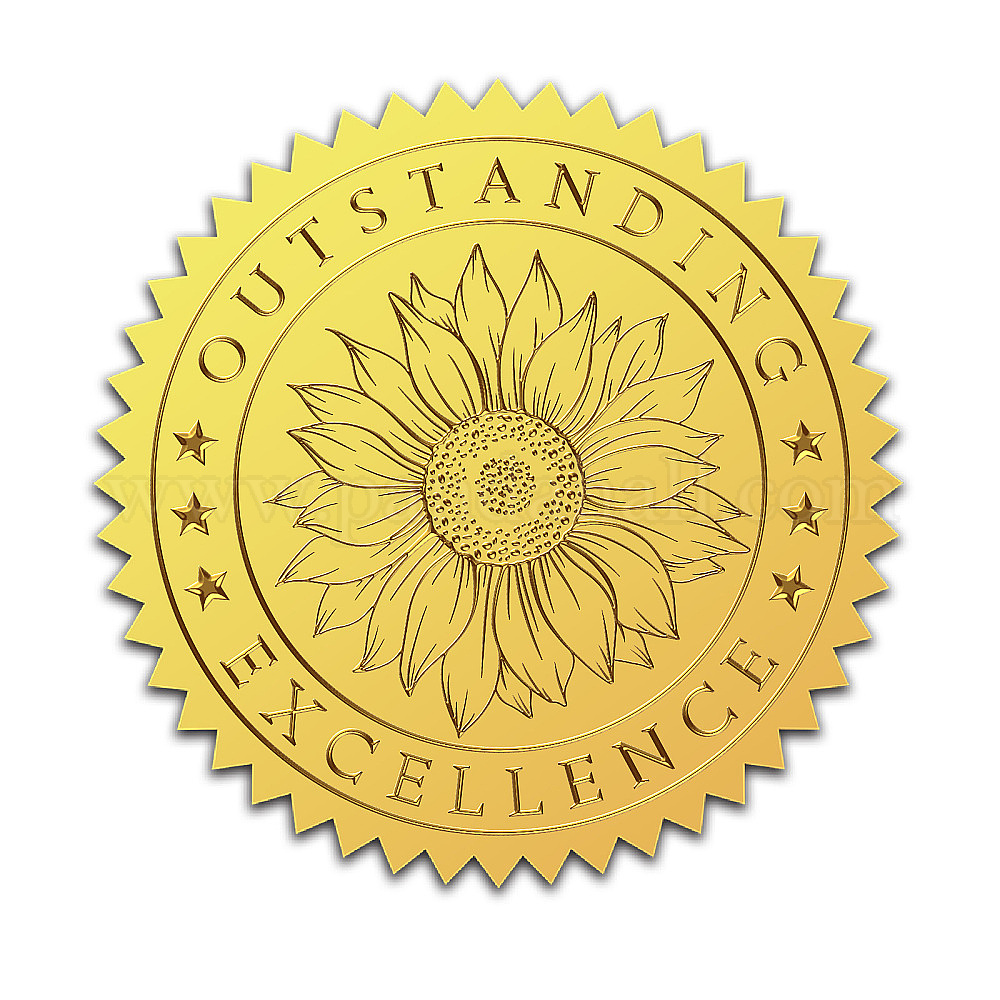 Wholesale CRASPIRE 2" Gold Foil Embossed Stickers Sunflower ...