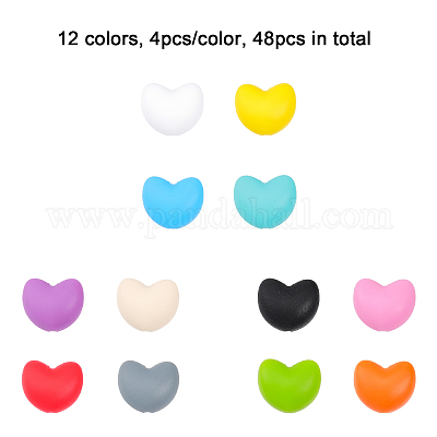 Wholesale CHGCRAFT 48Pcs 12Colors Heart Shaped Silicone Beads for DIY ...