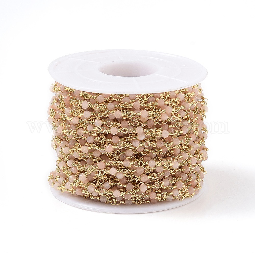 Wholesale Natural Sunstone Handmade Beaded Chains - Pandahall.com