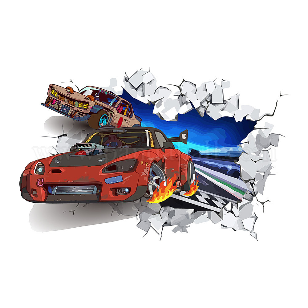 Wholesale SUPERDANT 3D Cool Racing Car Wall Decal Colorful Track Racing ...