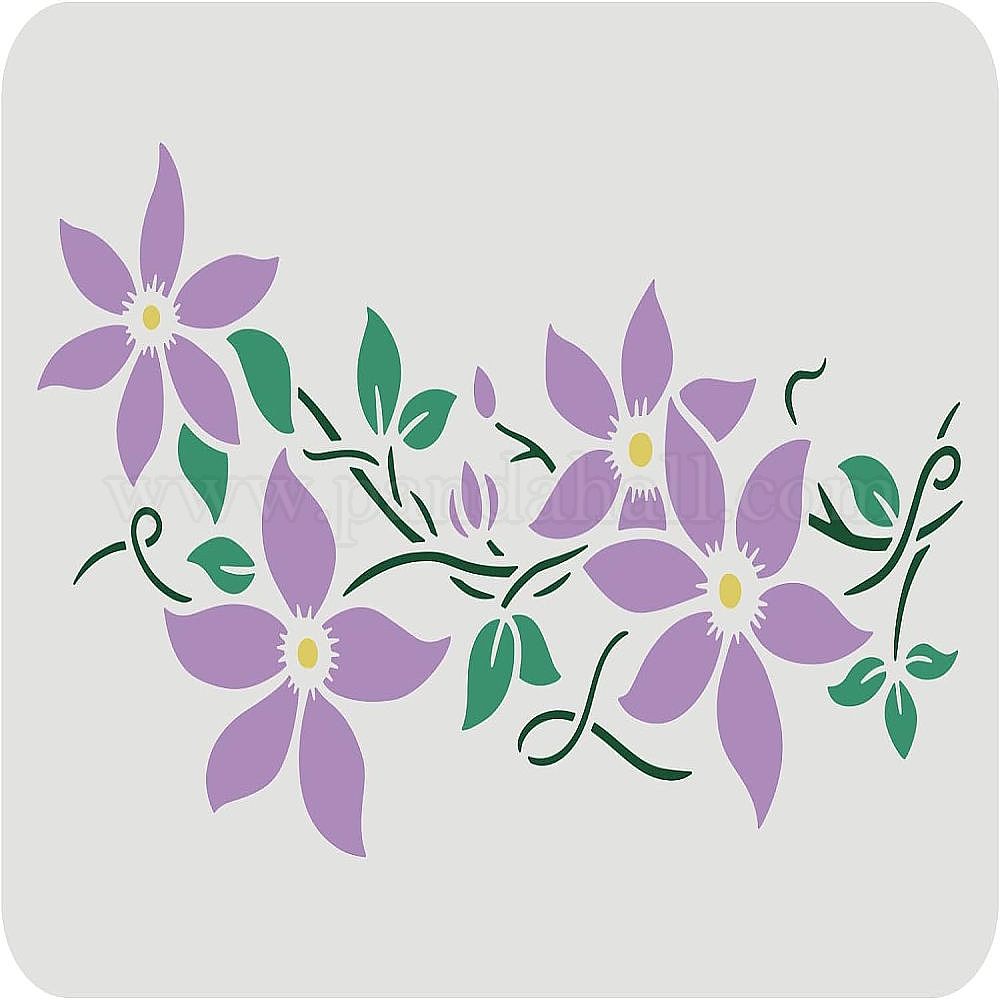 Wholesale FINGERINSPIRE Clematis Stencil 29.7x21cm Classic Wall Border Flower Stencils Clematis ...