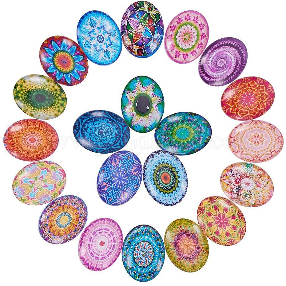 Wholesale PandaHall Elite 40 pcs Oval Printed Glass Flatback Cabochons ...