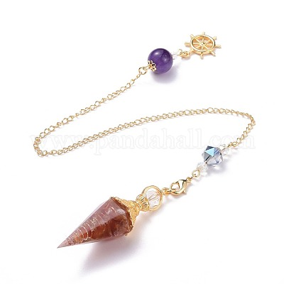 Wholesale Resin Hexagonal Pointed Dowsing Pendulums(Brass Finding and ...