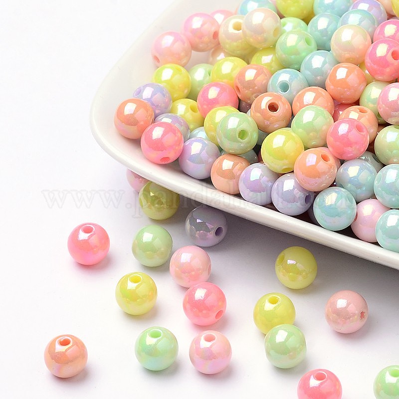 Wholesale AB Color Plated Acrylic Round Beads - Pandahall.com