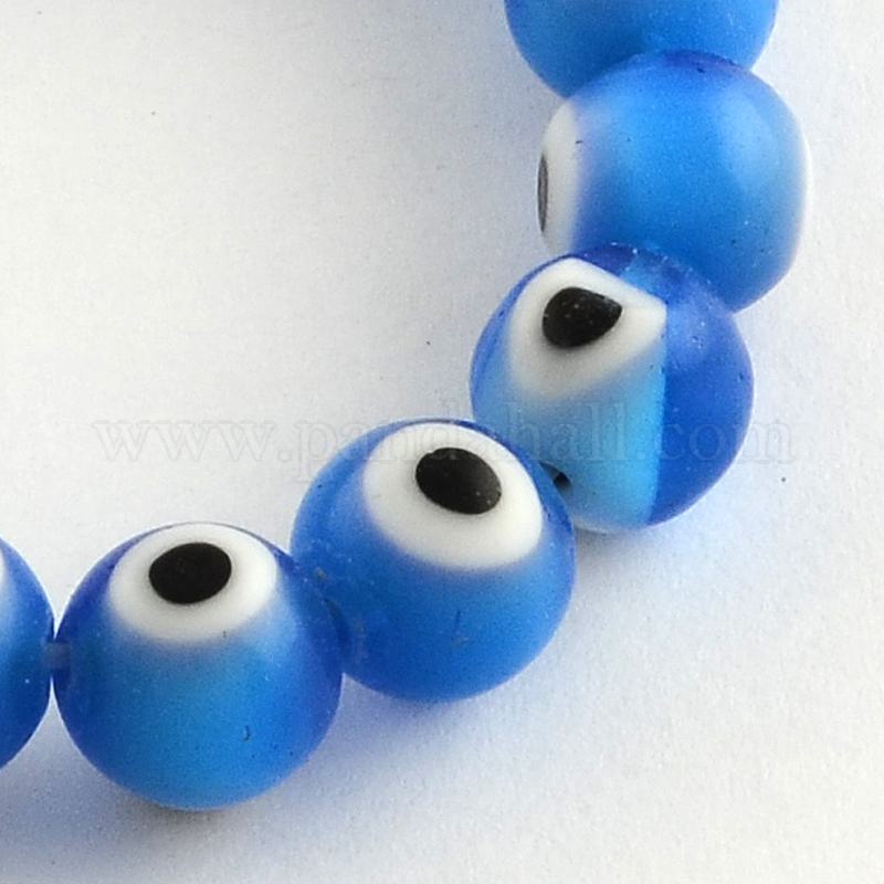 Wholesale Round Handmade Evil Eye Lampwork Beads Strands - Pandahall.com