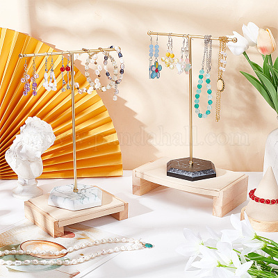 Wholesale Golden Tone T Bar Iron Earring Displays Stands - Pandahall.com