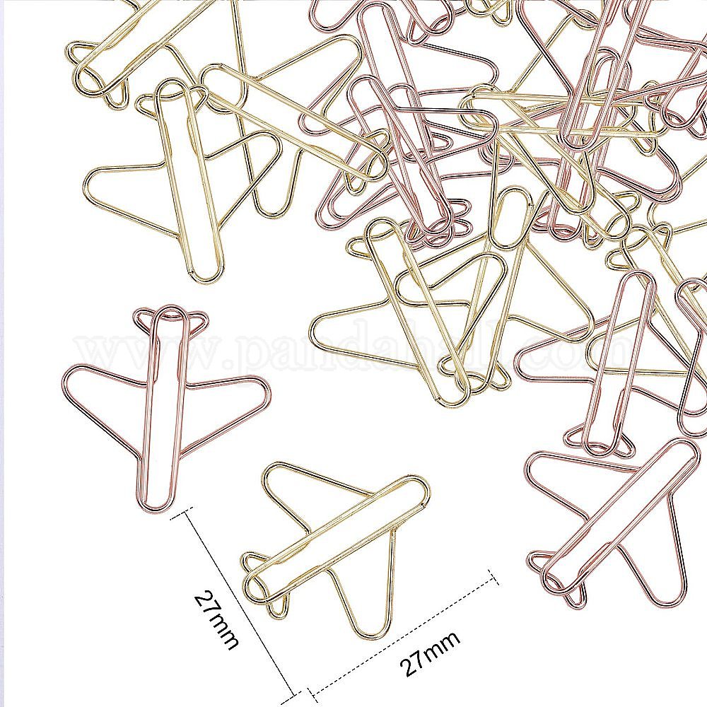 Wholesale 24 Pcs 2 Colors Airplane Shape Iron Paper Clips - Pandahall.com