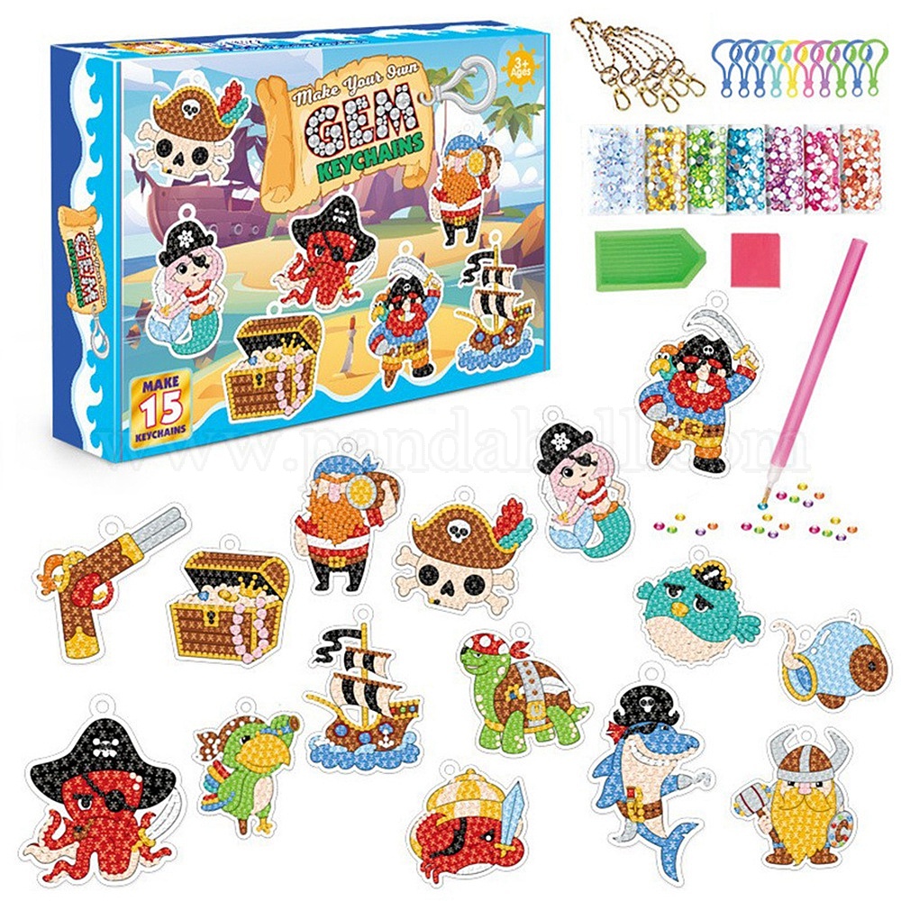 Wholesale Acrylic Charm Keychain Diamond Art for Kids - Pandahall.com