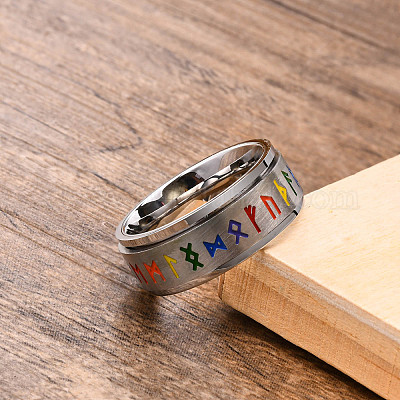 Wholesale Rainbow Color Pride Flag Rune Words Odin Norse Viking Amulet ...