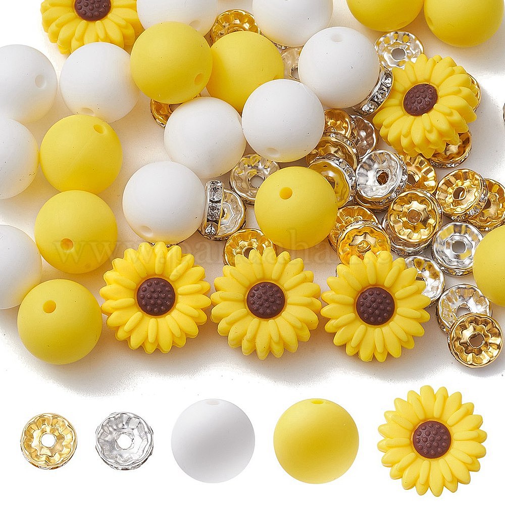 Wholesale DIY Daisy Flower Silicone Beads Jewelry Making Finding Kit ...