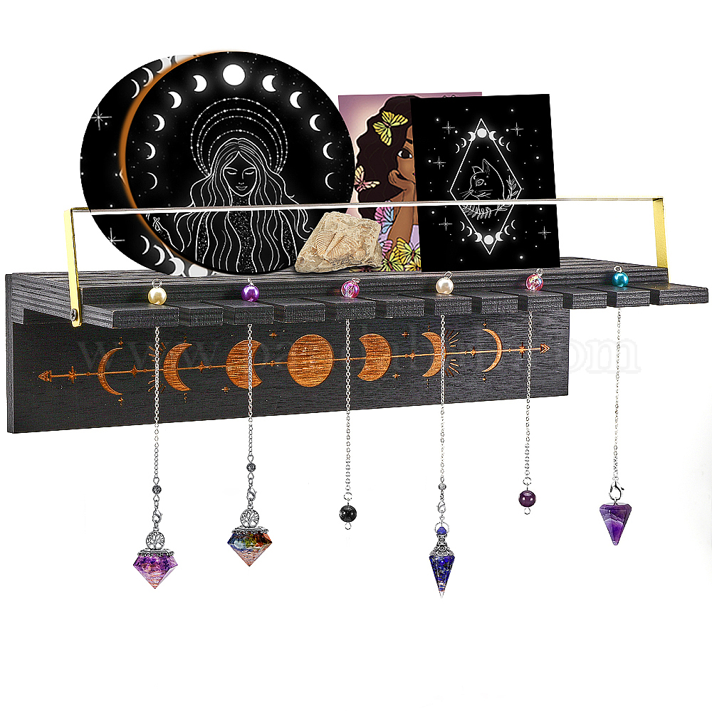 Wholesale Moon Phase Wooden Crystal Pendulum Wall Shelf - Pandahall.com