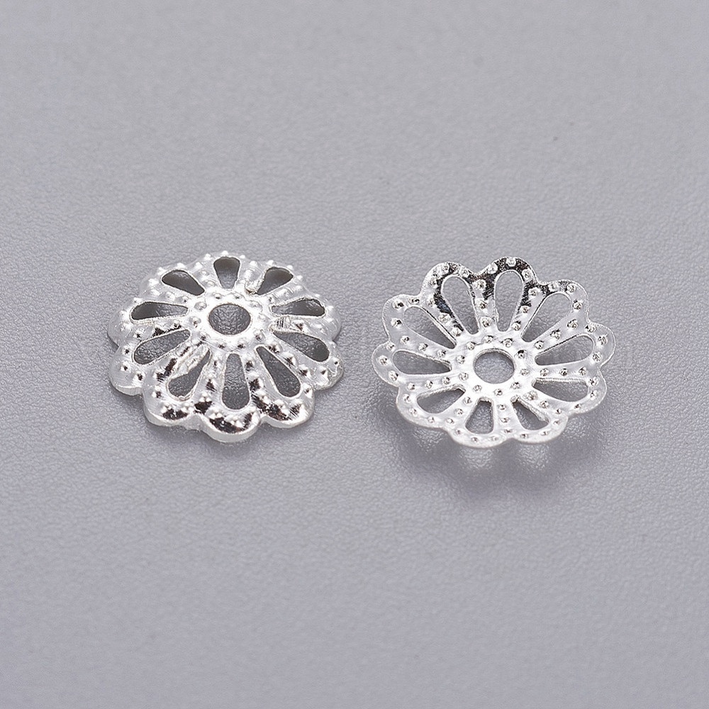 Wholesale Silver Color Plated Filigree Flower Iron Fancy Bead Caps ...