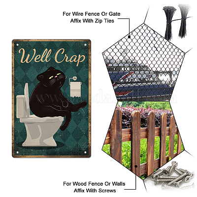 Wholesale GLOBLELAND Vintage Metal Cat Tin Sign Funny Bathroom Art ...